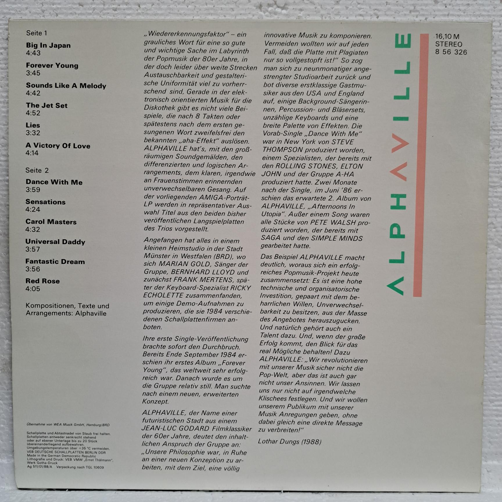 Alphaville – Alphaville Disc VINIL LP VG+ AMIGA - Discuri Muzică