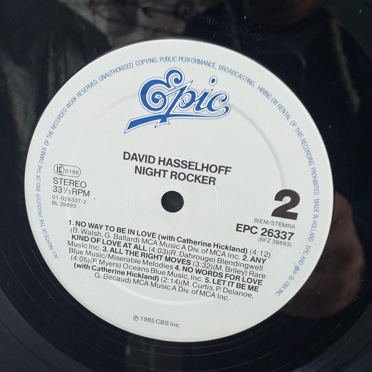 David Hasselhoff – Night Rocker Disc VINIL LP VG+ - Discuri Muzică