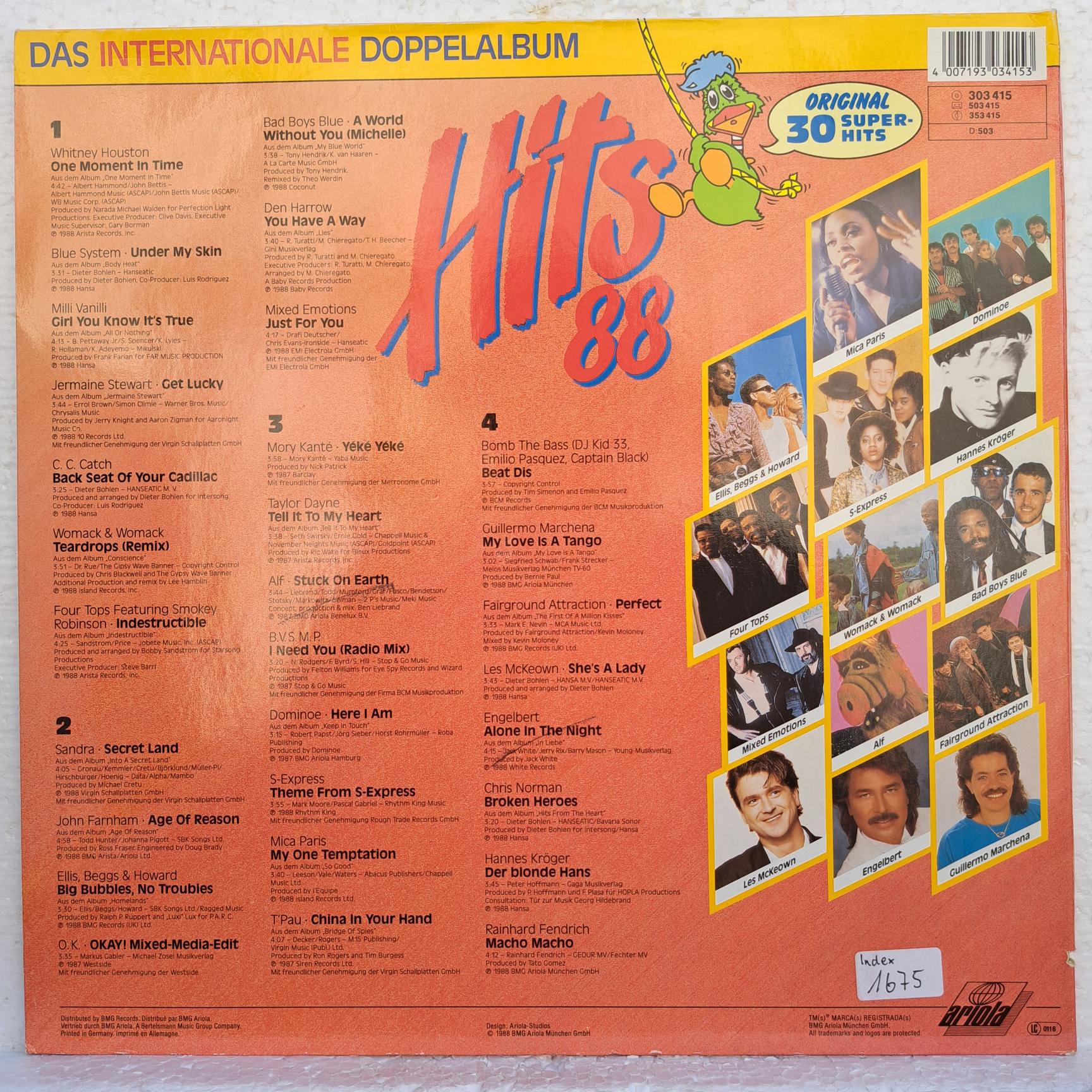 Hits 88 Disc VINIL 2LP VG VG+ (REPOSTAT1) Milli Vanilli, Sandra, Blue ...