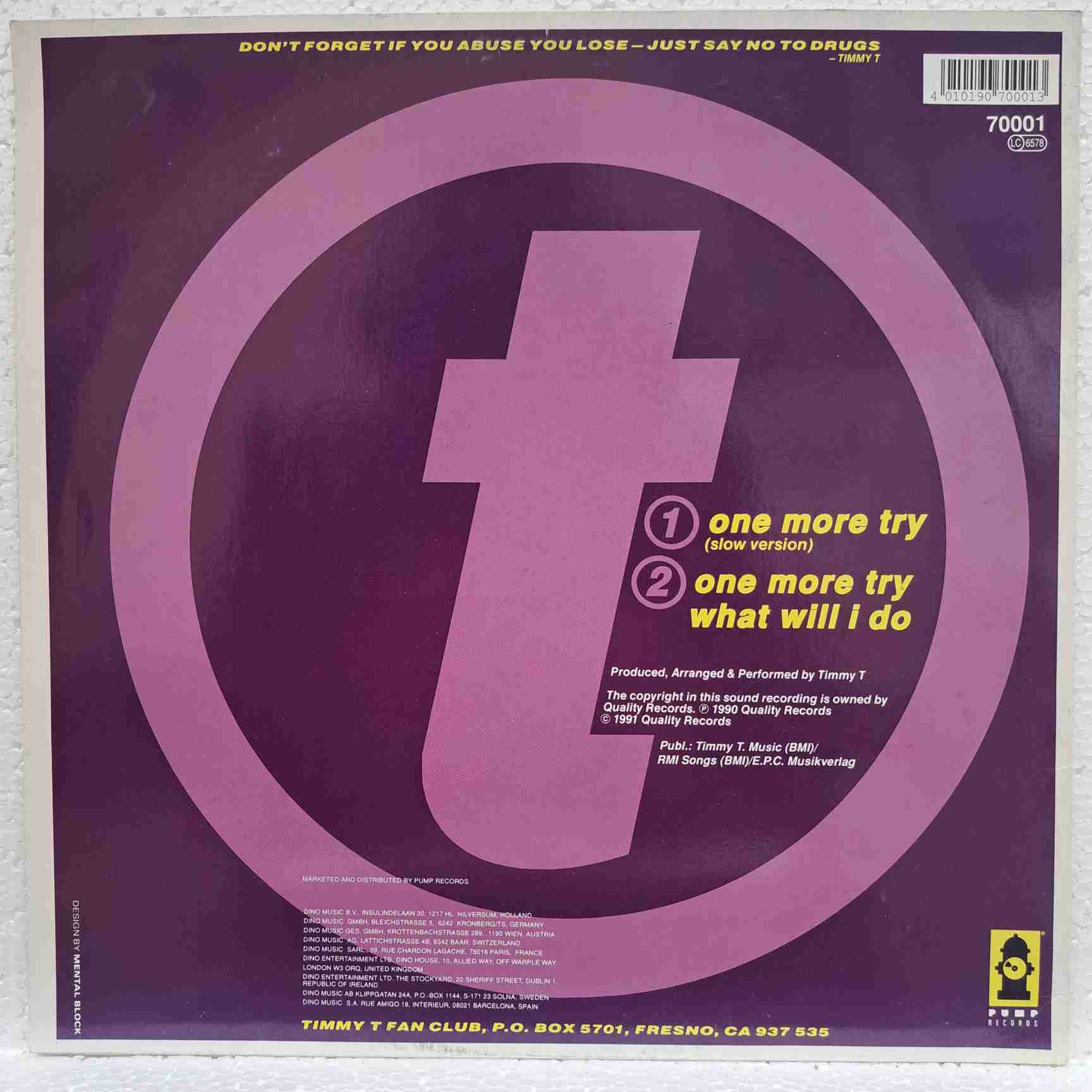 Timmy T – One More Try Disc VINIL MAXI VG+ (BOX5) - Discuri Muzică